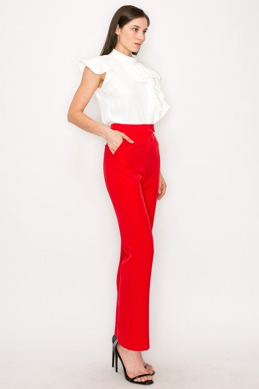 Stretch high waist red pants – Li Fashion Specialist